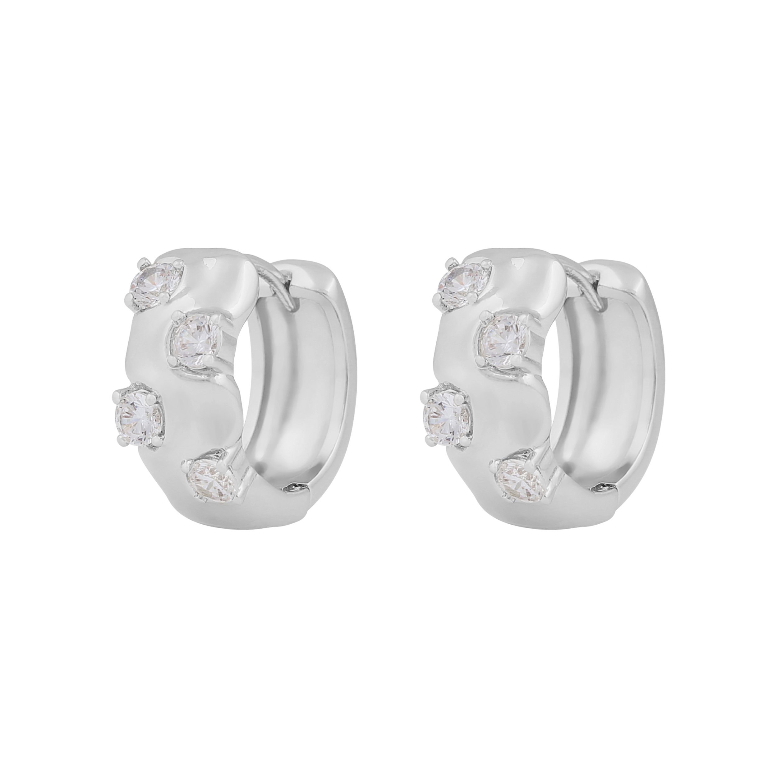 Jen stone wide ring ear - s/clear