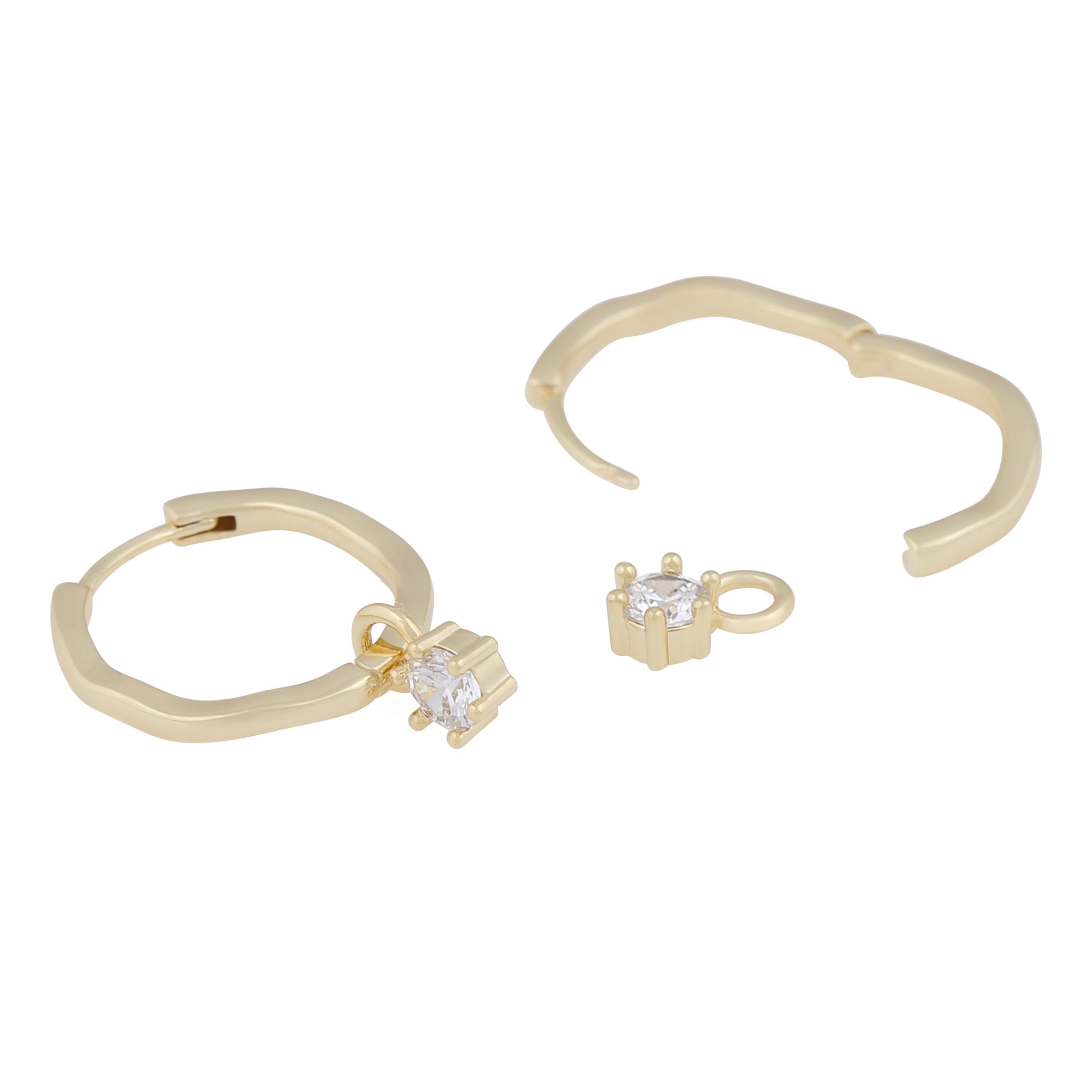 Jen ring stone pendant ear - Gold Plated Clear