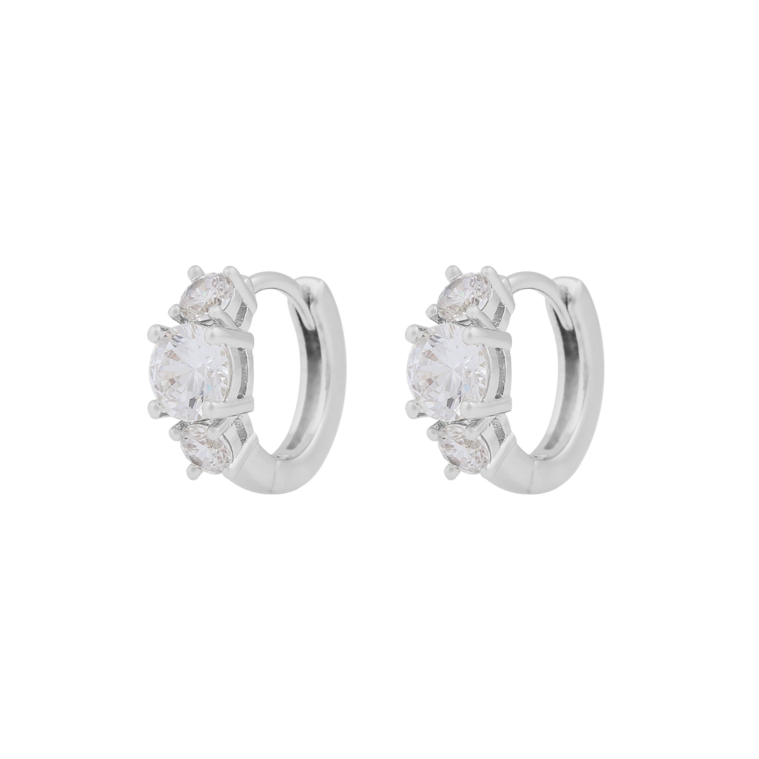 Jen stone ring ear - Silver Plated Clear