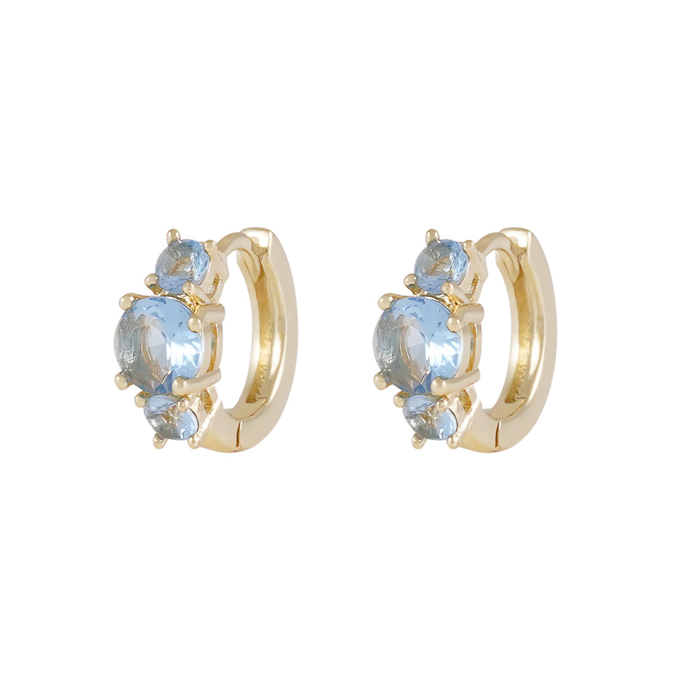Jen stone ring ear - Gold Plated Light Blue