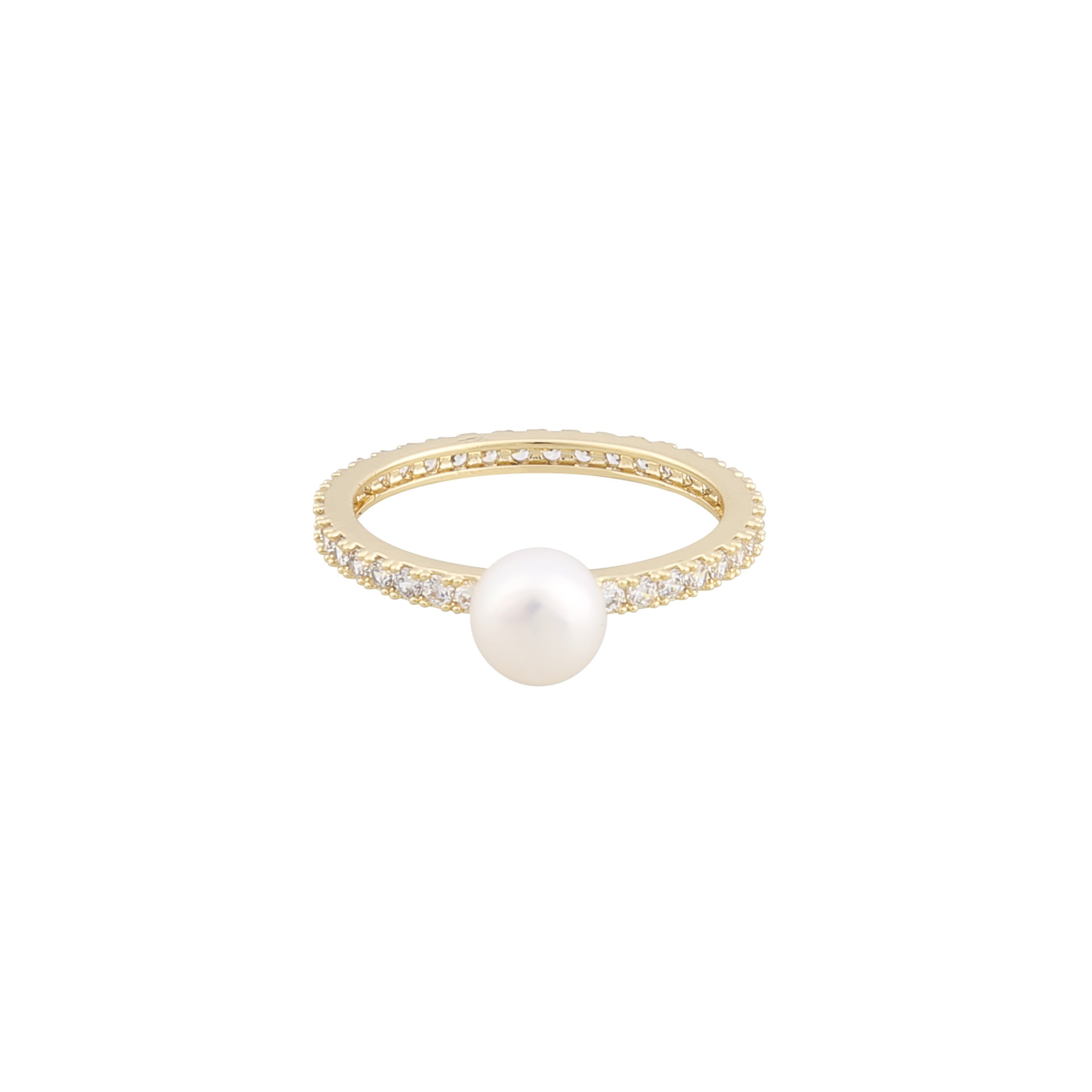 Rio small pearl ring - Gold Plated White