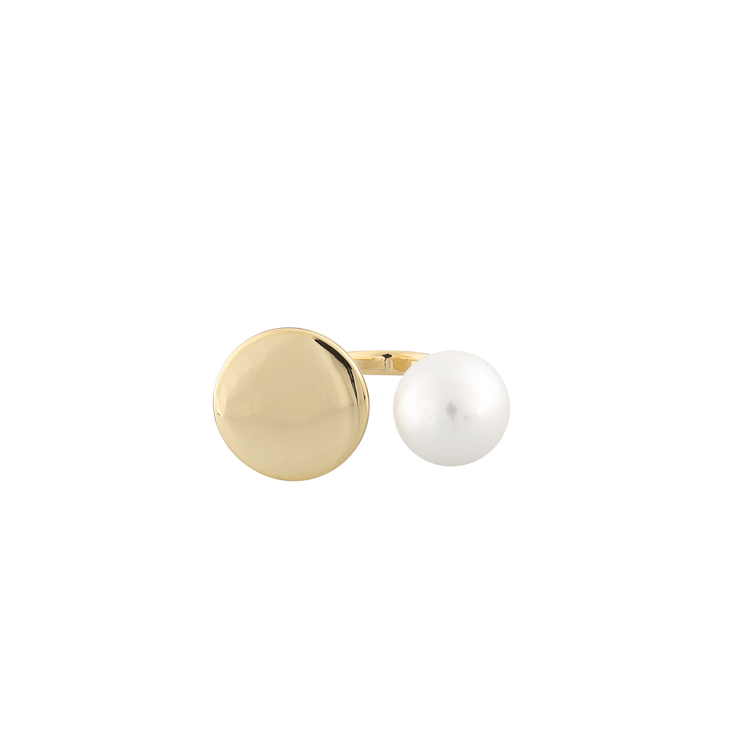 Rio coin pearl ring - Gold Plated White