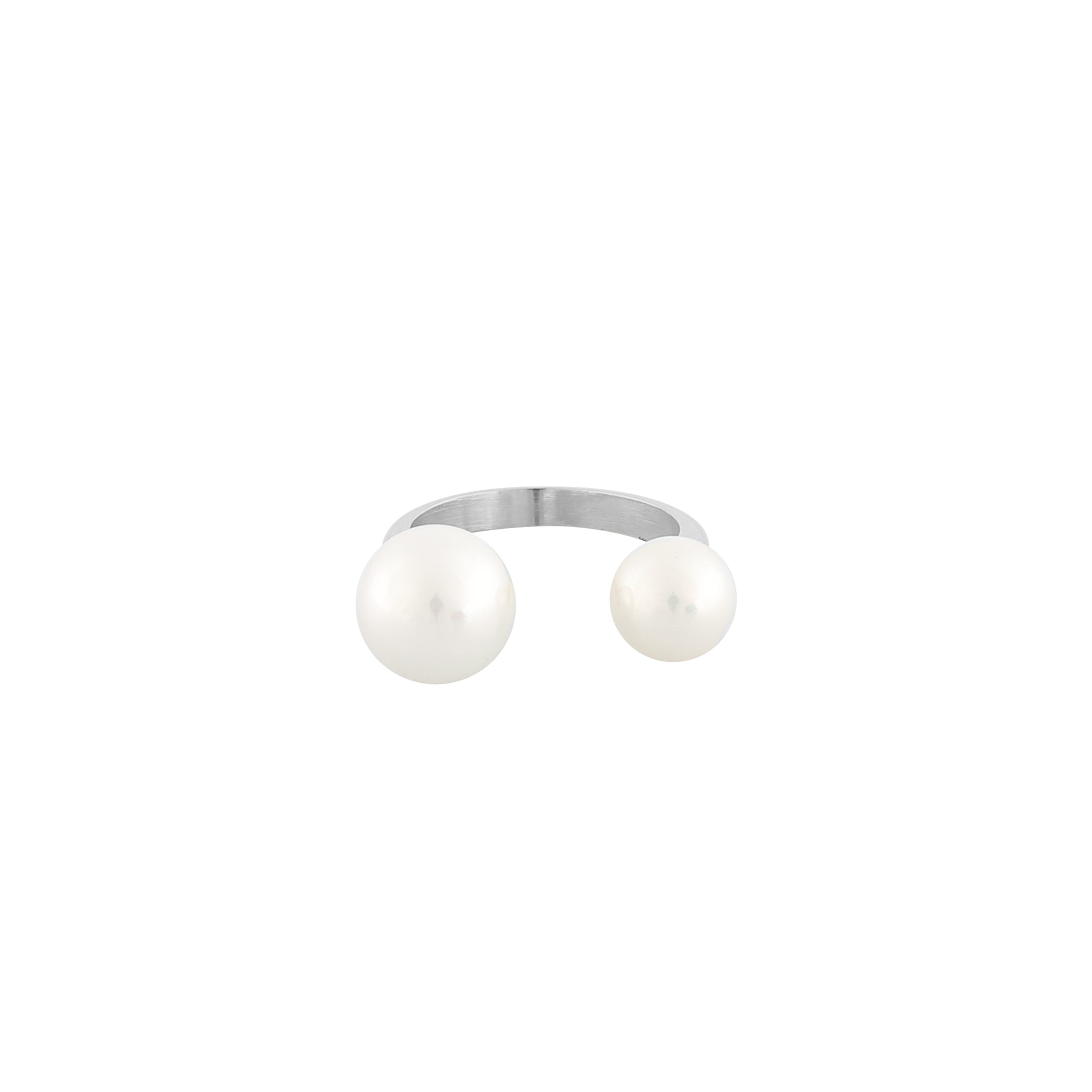 Rio double pearl ring - Silverpläterad Vit