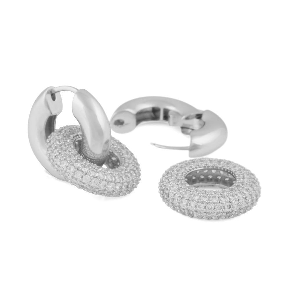Liz double ring crystal ear - s/clear