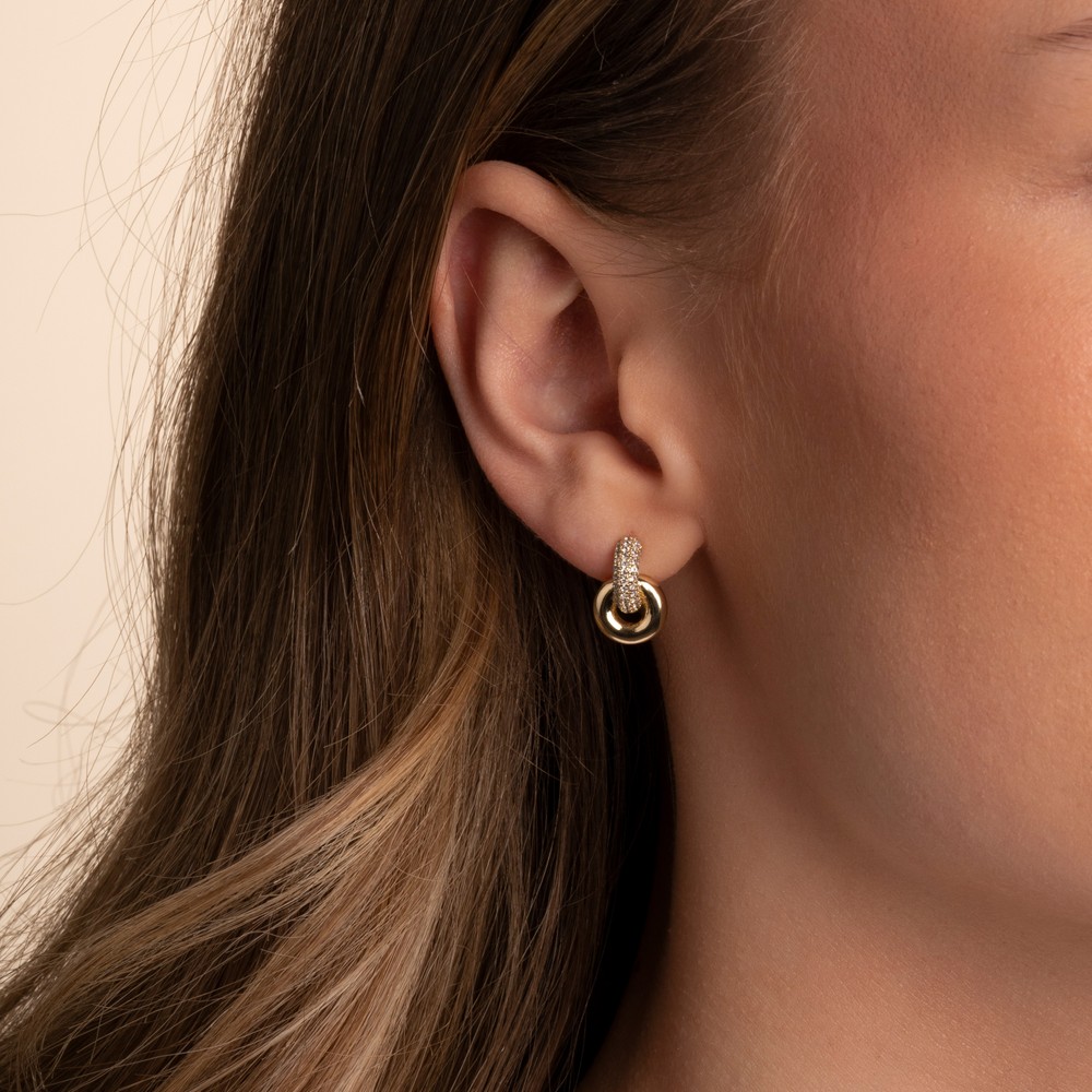 Liz double ring crystal pin ear - g/clear